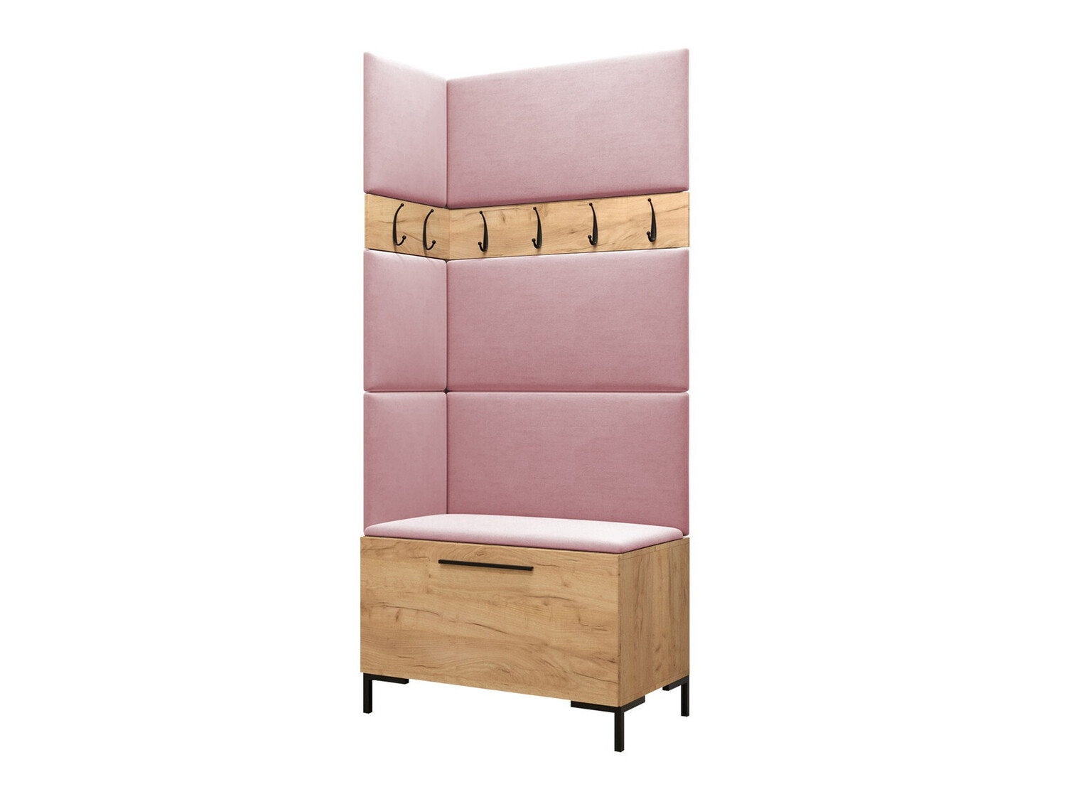 Meuble d'entrée Tivsoa 103, 196x84x46cm, Craft chêne, Stratifié, Tissu ...