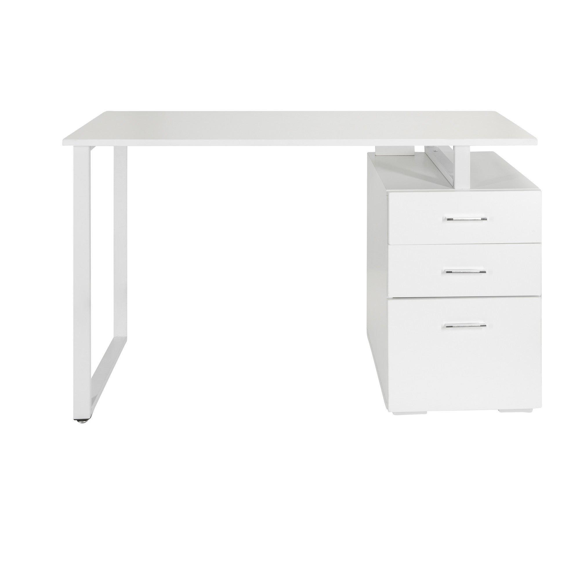 Bureau / Bureau multimédia EASY WORK V 120 x 50 cm avec piédestal blanc ...