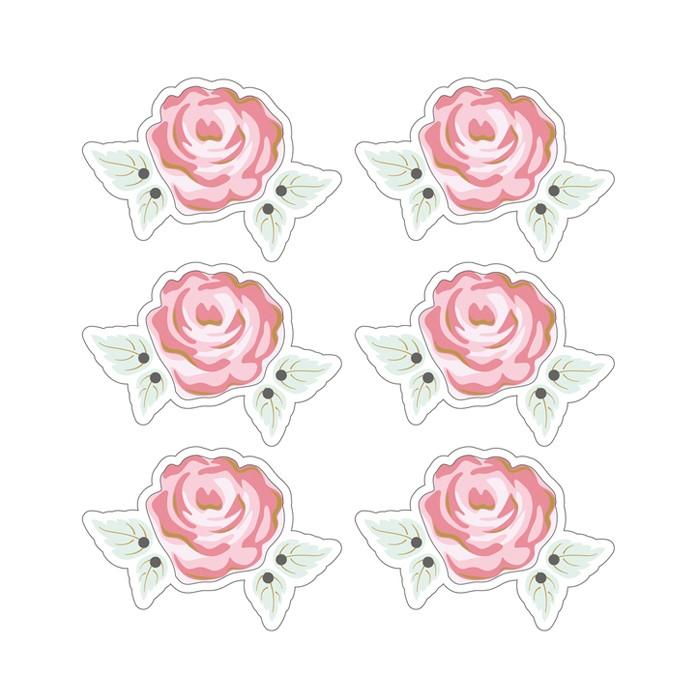 Autocollants 3D 4cm - Rose romantique avec contour blanc - Rayher ...
