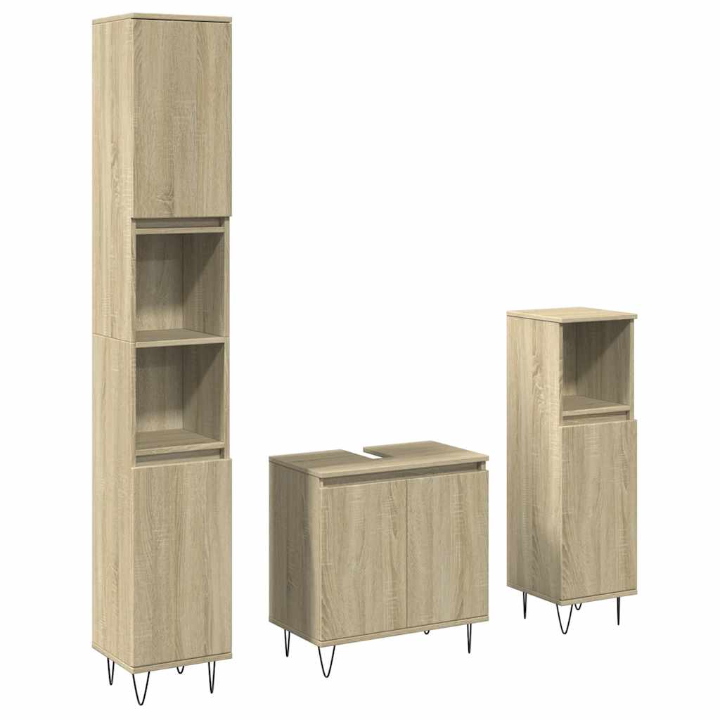 Set di mobili da bagno 3 pezzi in compensato di rovere Sonoma ...