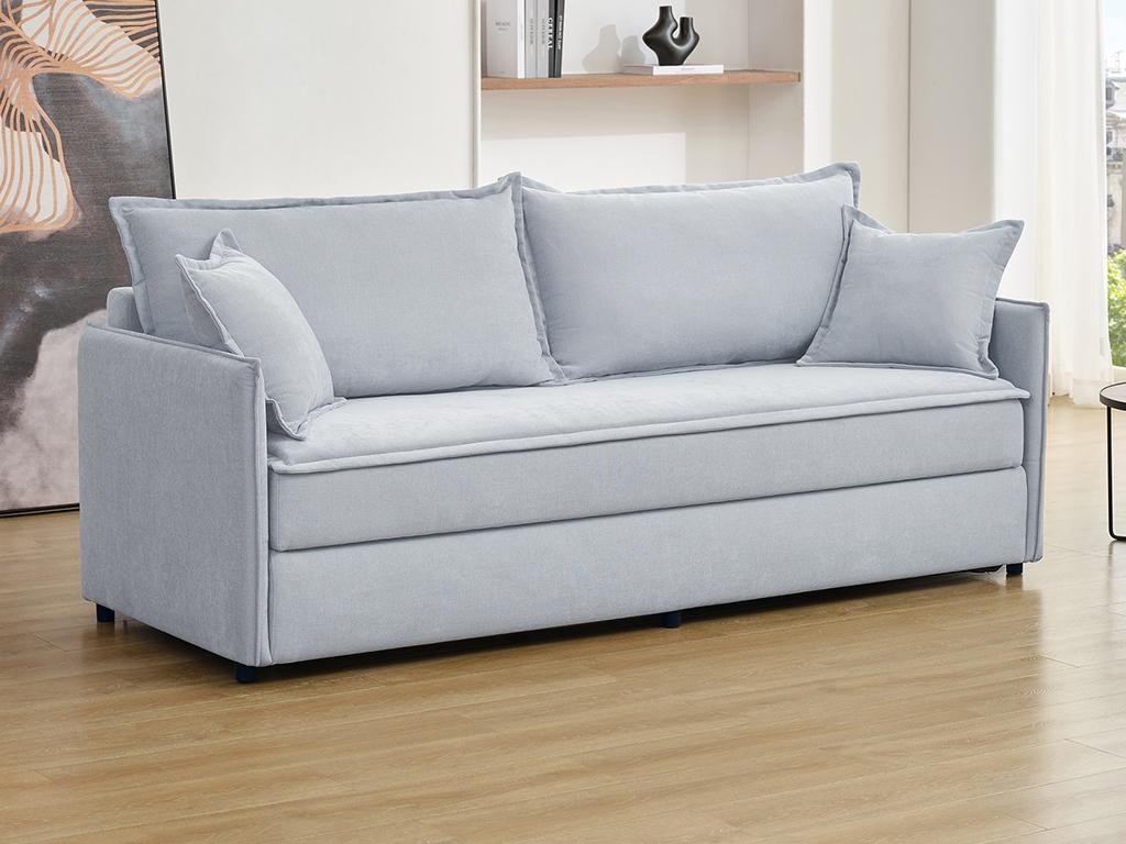 Divano letto 3 posti con seduta memory foam in Tessuto Blu - SERABA ...