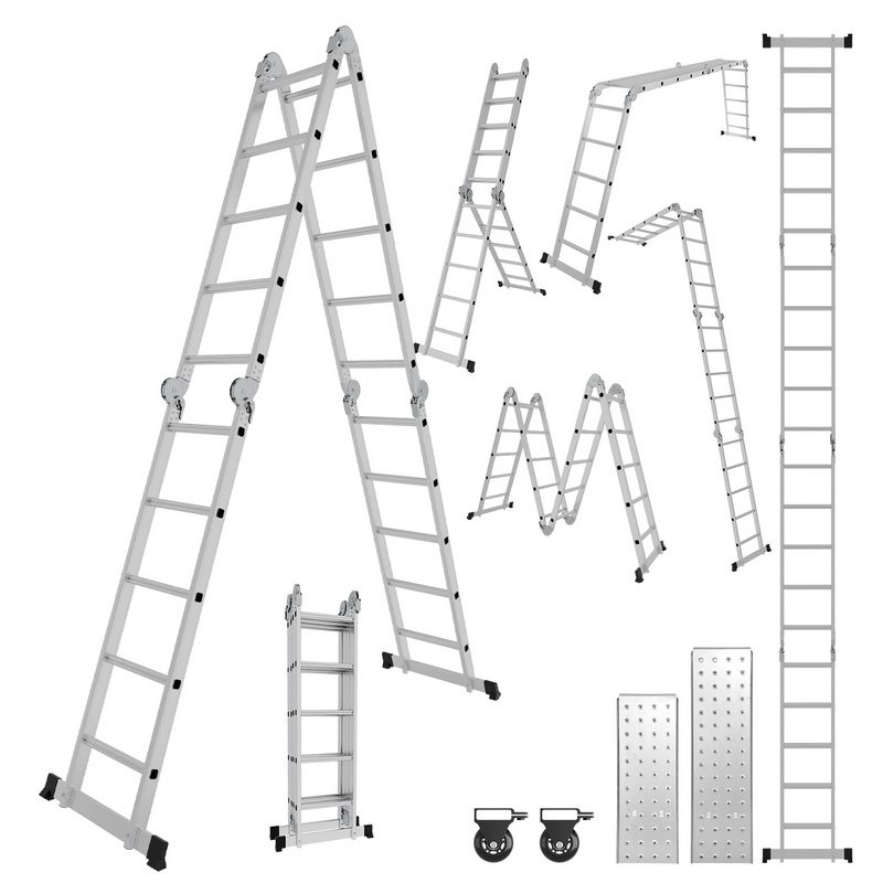 Scala pieghevole, scala telescopica 4x5, piattaforma multiuso, scala di ...