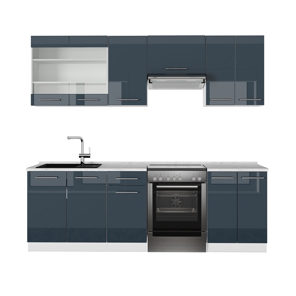 Vicco Mueble de cocina Fame-Line, Azul oscuro alto brillo/blanco, 240 ...
