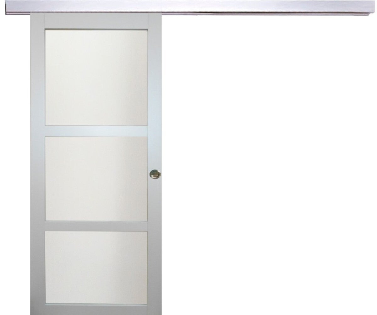 Puerta corredera Greyria gris claro con vitrina H204 x L93 cm, riel de ...