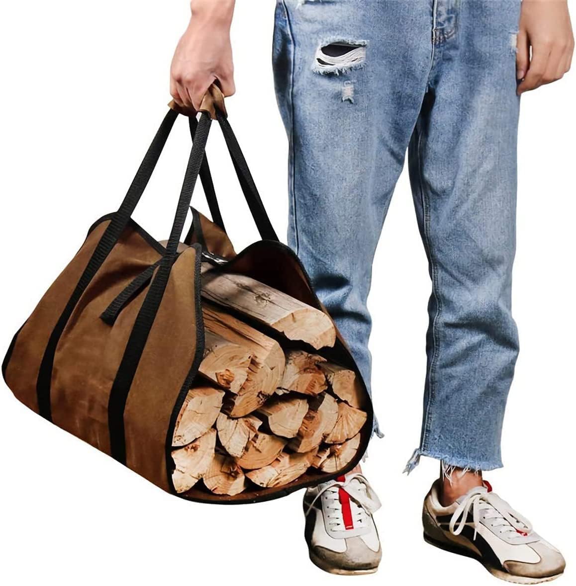 Sac de Transport pour Bois de Chauffage, Toile Sac à Bûche Cheminée ...