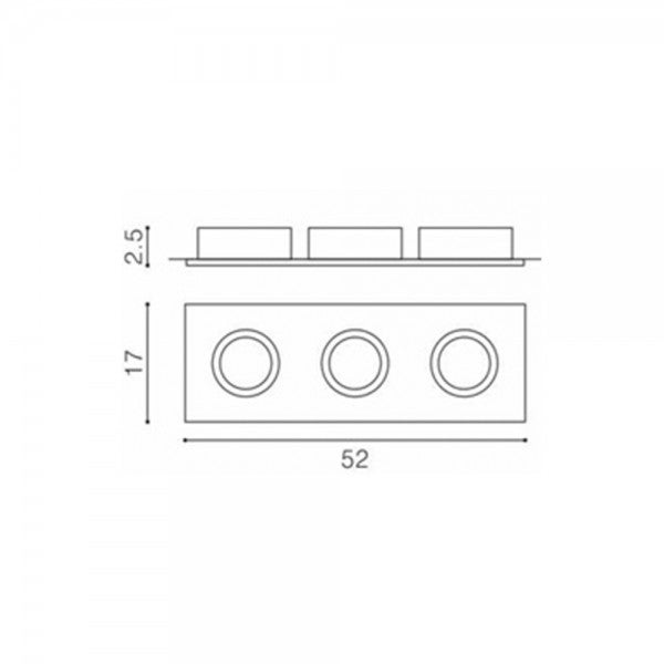 Downlight cuadrado 3 portalamparas GU10 AR111 15W Negro | Leroy Merlin