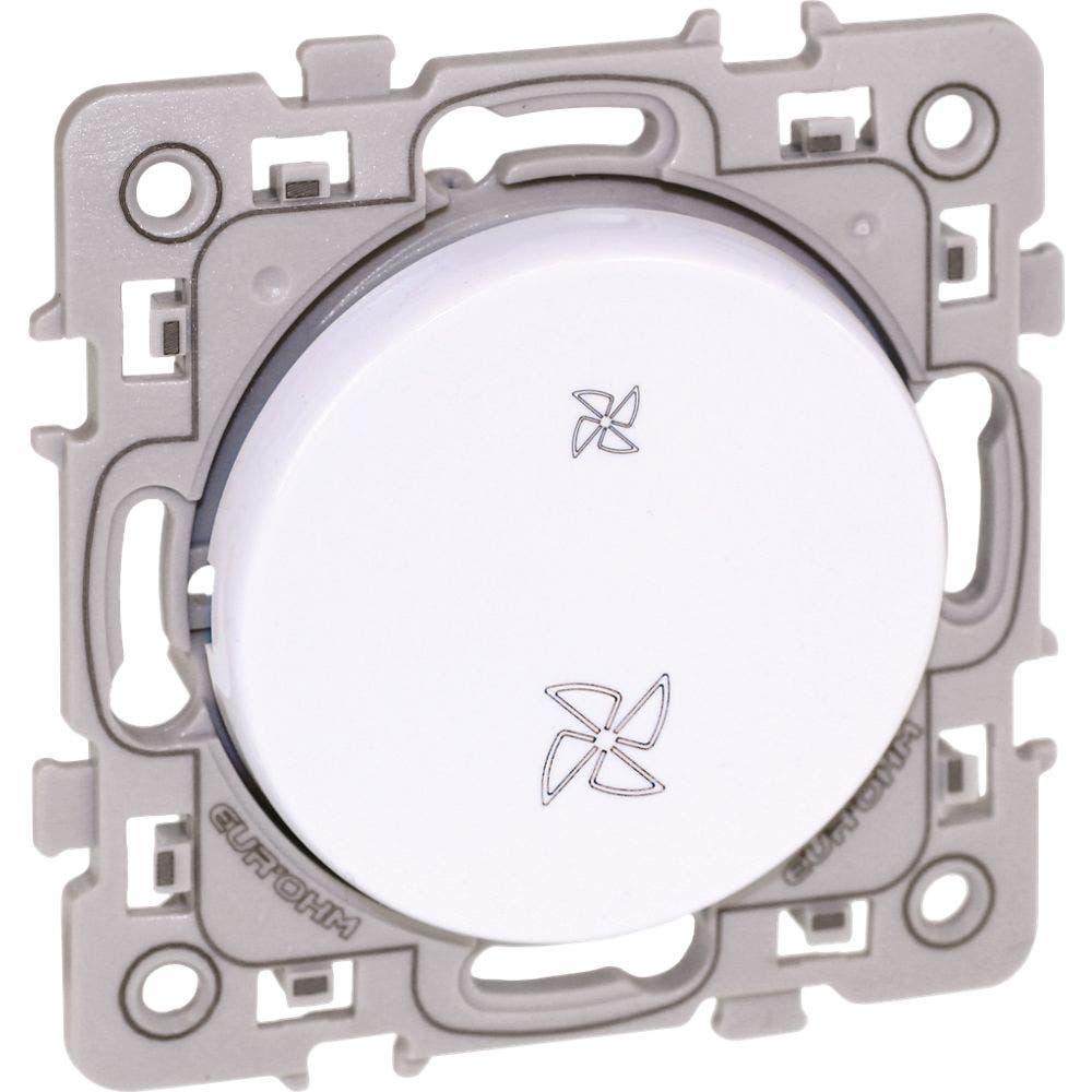 Eur'Ohm - Interrupteur VMC 2 positions Square Blanc - 60218 | Leroy Merlin