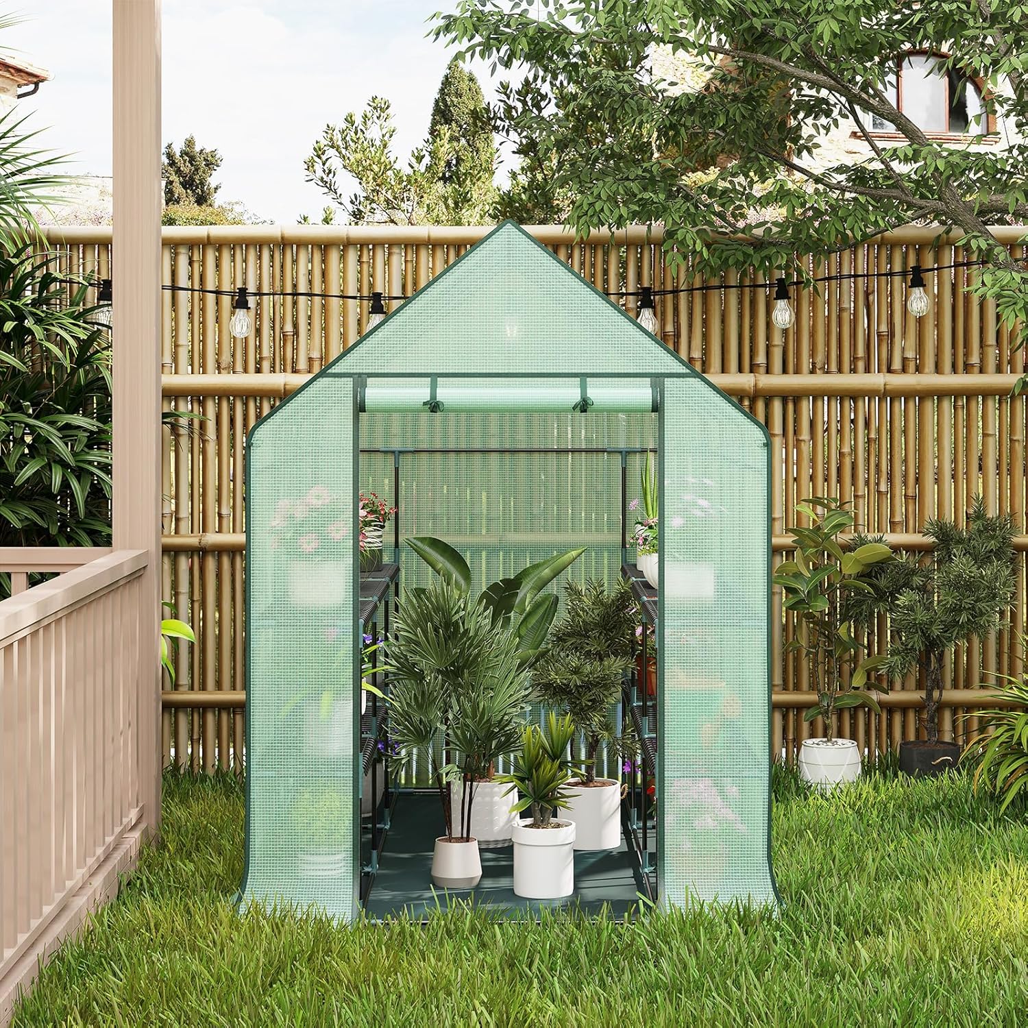WOLTU Serre de Balcon/Jardin/Terrasse en PE, Serre à tomate avec porte ...