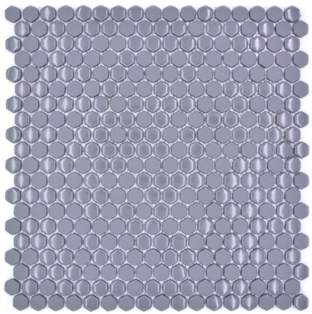 Mosaico de vidrio reciclado, aspecto hexagonal, gris brillante/mate ...