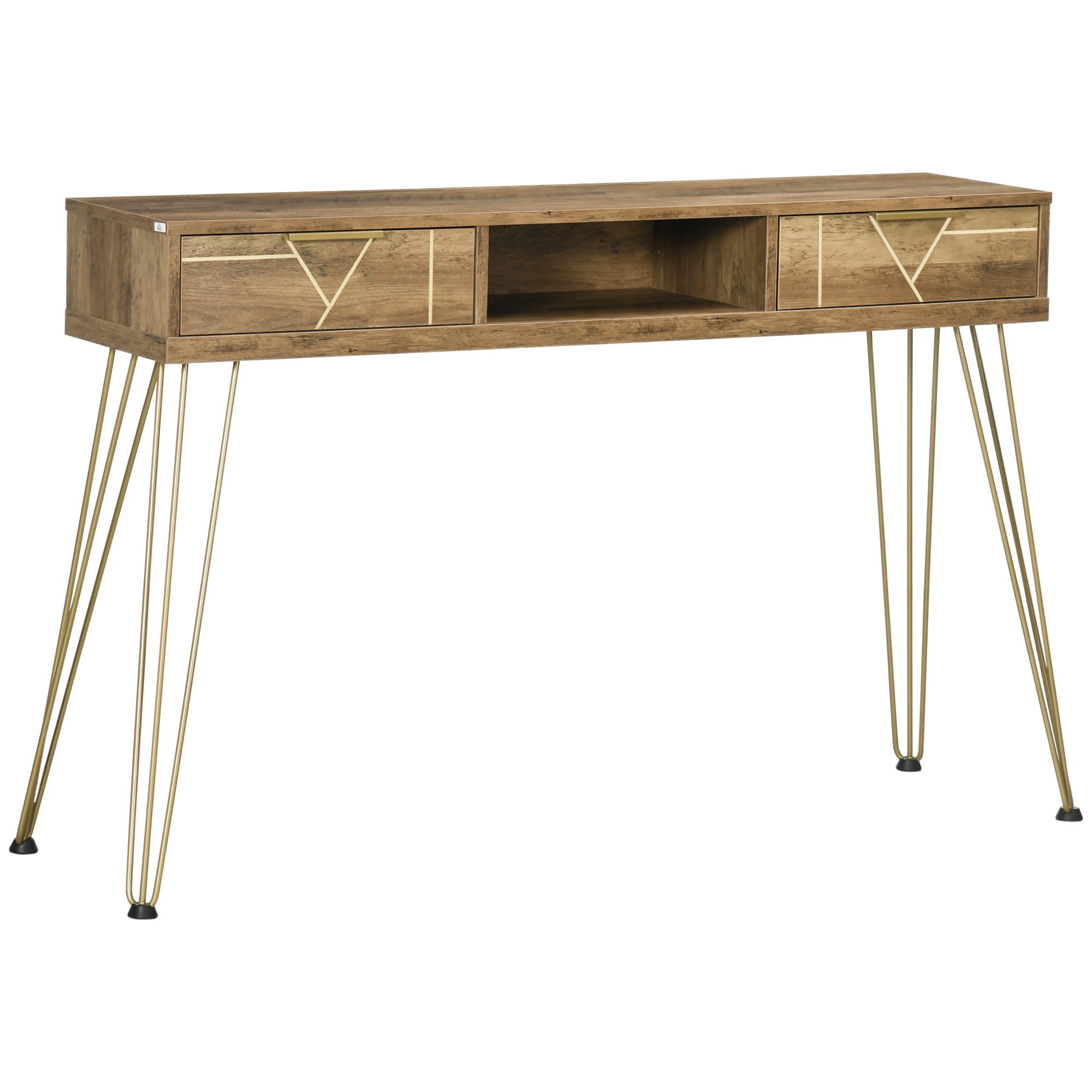 Mesa Consola HOMCOM Melamina de Madera, Acero Bronce 120x29x79 cm 837 ...