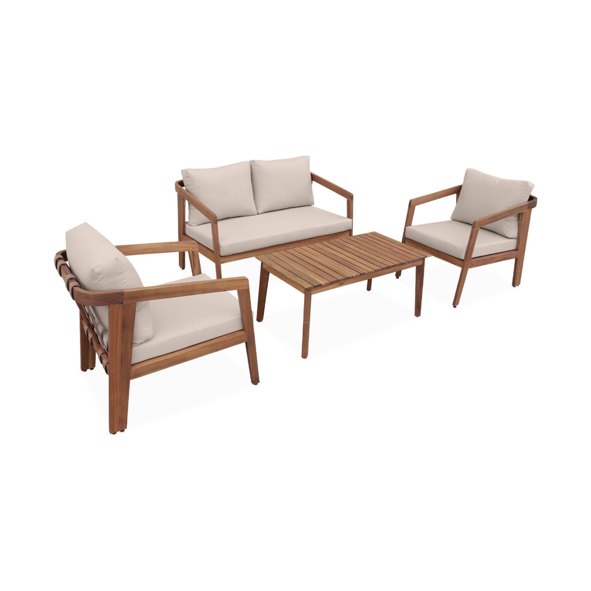 Conjunto de muebles de jardín de madera, 4 plazas Beige - 108.5x74.7x64 ...