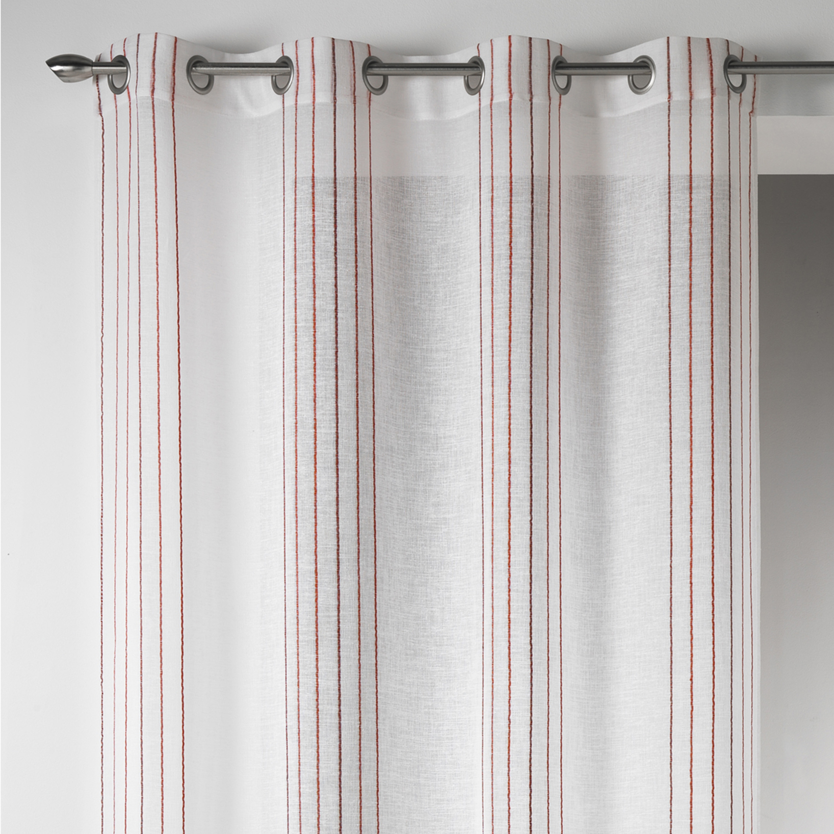 Voilage Design en Etamine à Rayures Verticales - Bordeaux - 140x260 cm ...