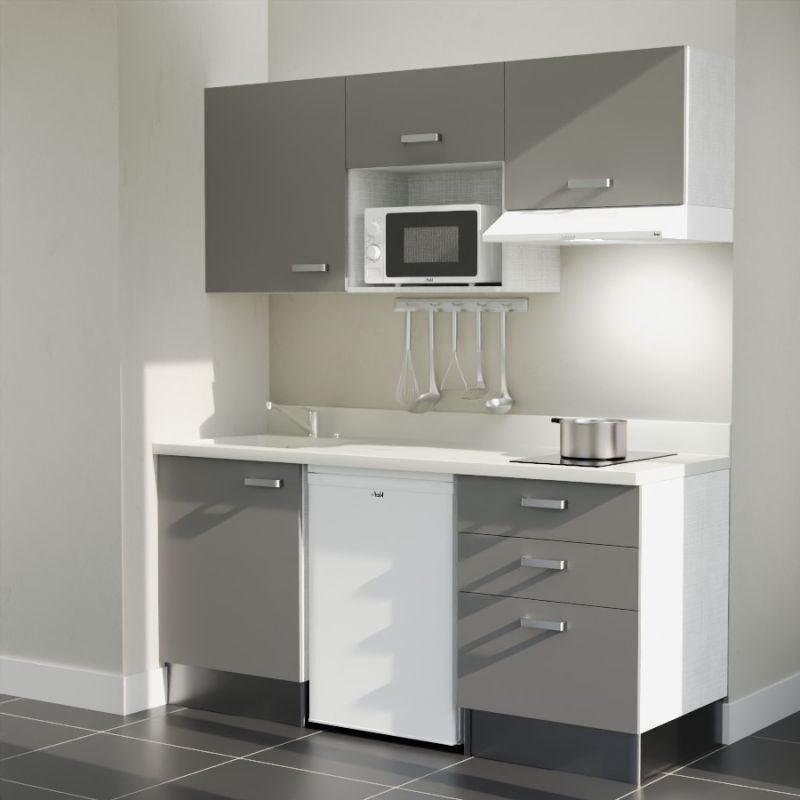 Kitchenette K20L - 180 cm - Gris - Snova - évier à gauche ...