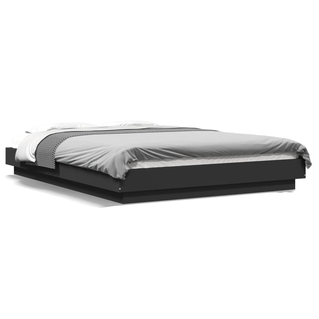 Estructura de cama negra de madera contrachapada 135x190 cm | Leroy Merlin