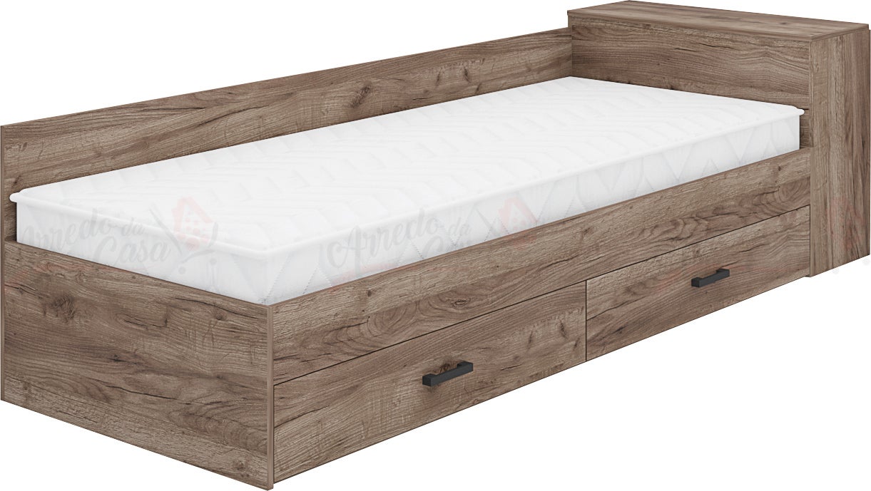 Letto singolo a una piazza con due cassetti inferiori LMG1 190x82 ...