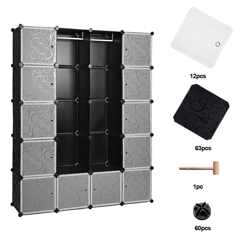 Armoire Penderie 20 Cubes Modulable Meuble Etagères de Rangement pour ...