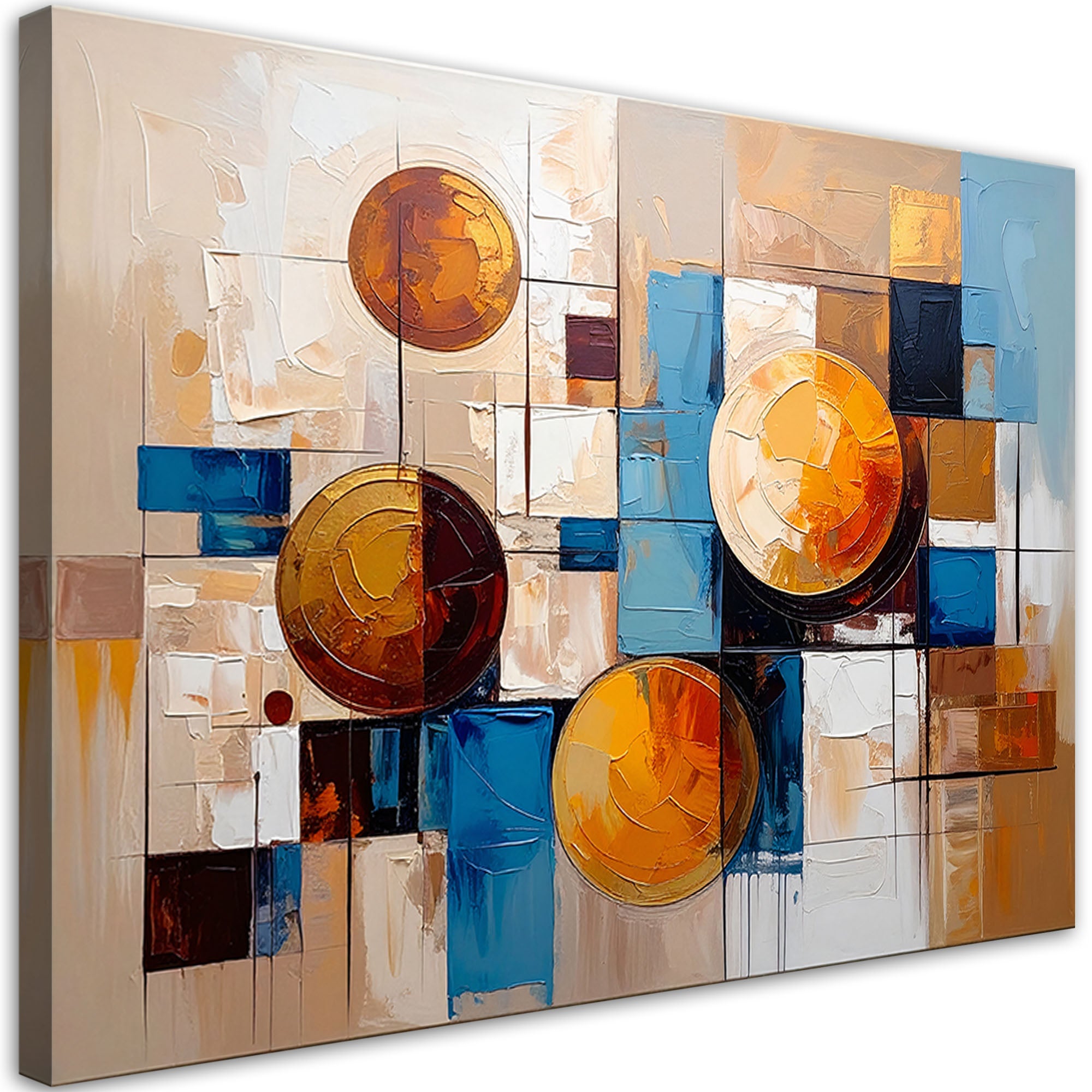 Tableau Abstraction pour le salon Formes géométriques colorées 90x60 ...