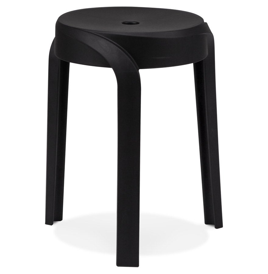 Tabouret bas empilable 'POMPA' en matière plastique noir | Leroy Merlin