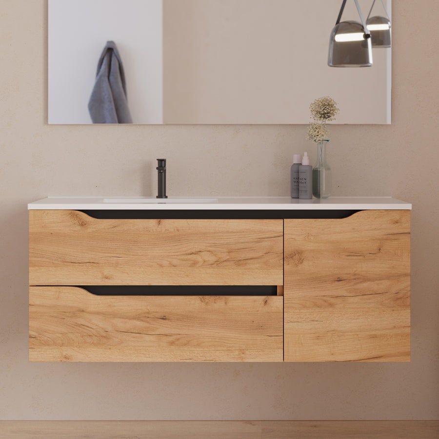 Meuble sous vasque seul, 2 tiroirs et 1 porte, 120cm, pour vasque ...