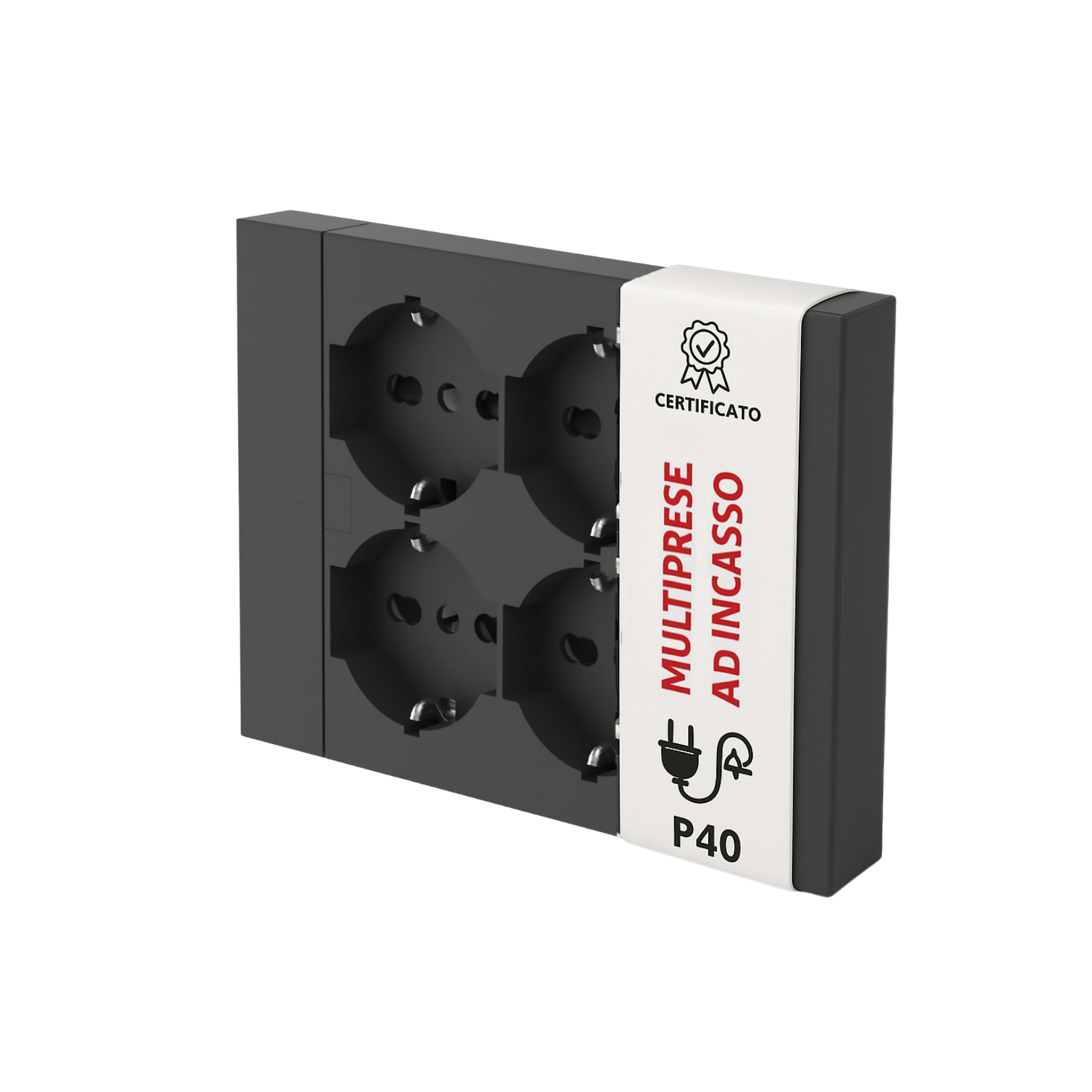OWIJI Multipresa da Incasso Quadra 4 Posti Universali P40 Nera ...