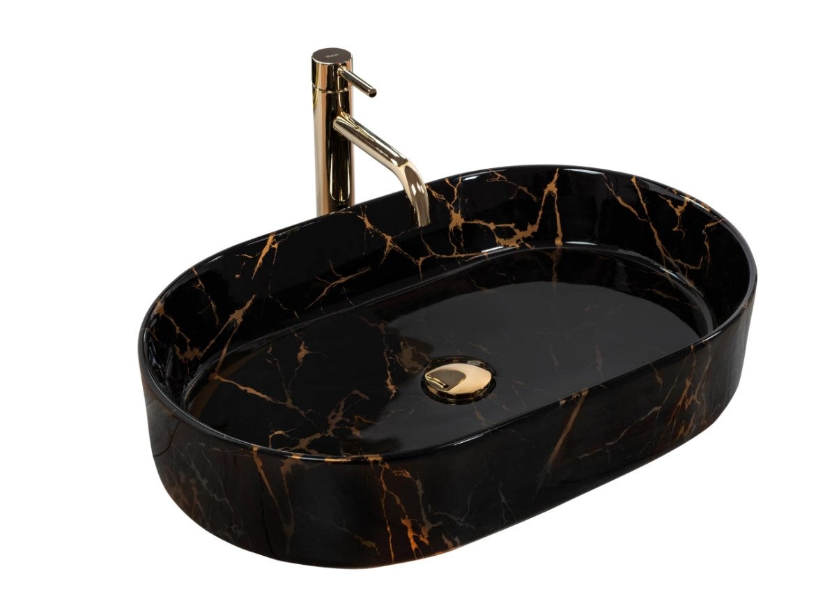 LAVABO DA APPOGGIO REA NADIA 60 BLACK MARBLE SHINY | Leroy Merlin