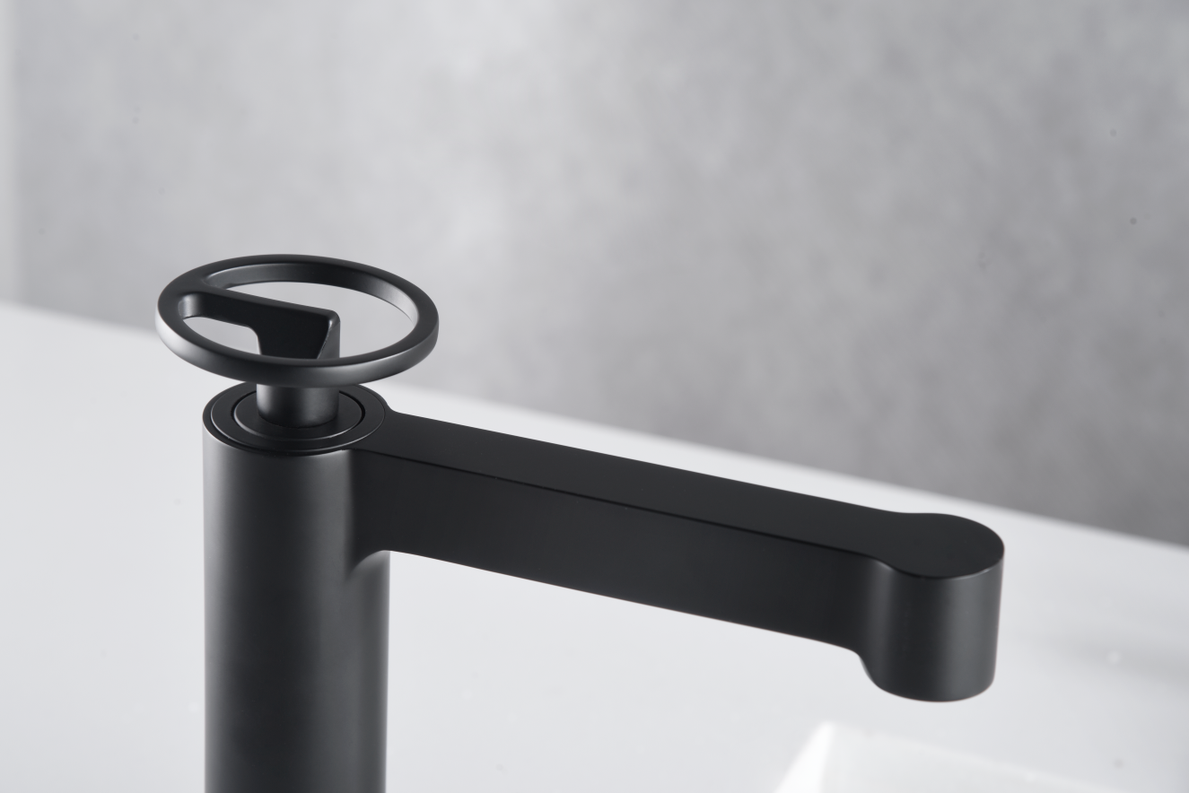 Grifo monomando para lavabo en latón negro opaco con cartucho cerámico ...