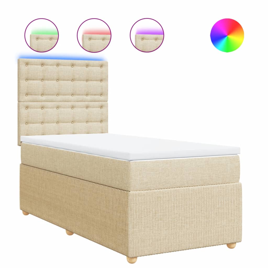 Cama box spring con colchón tela color crema 90x200 cm | Leroy Merlin