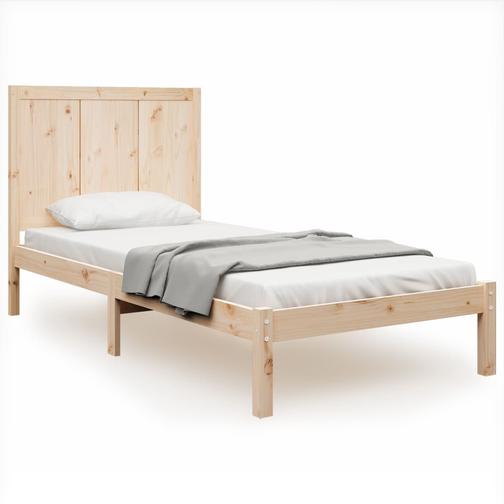 Lit simple | Lit Adulte | Cadre de lit Bois de pin massif 100x200 cm ...
