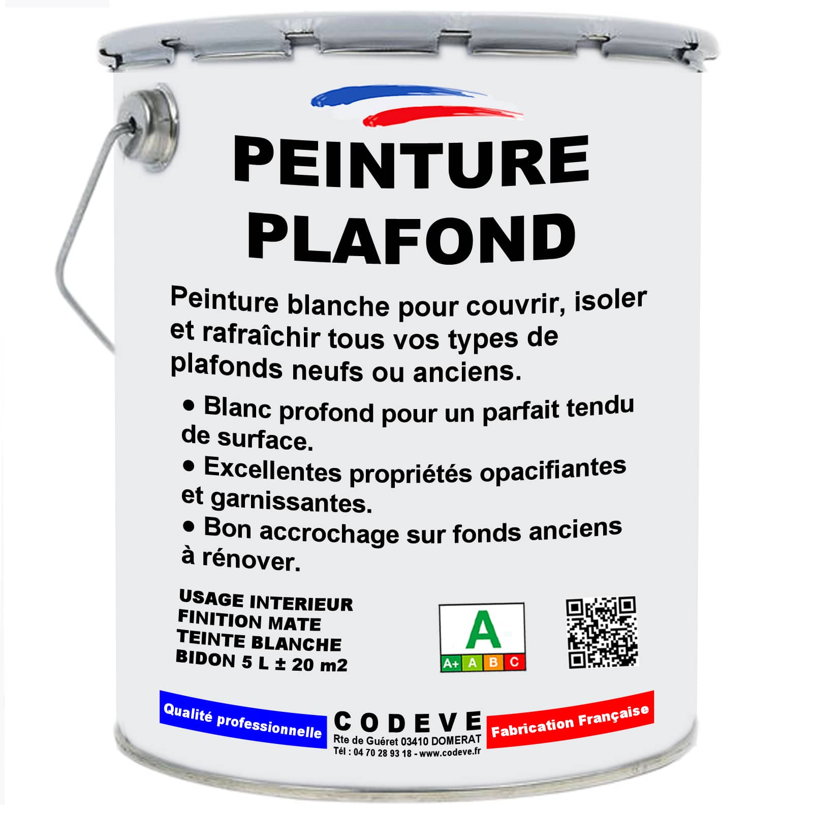 Peinture Plafond - 5 L - Codeve Bois - RAL 9010 - Blanc pur ...
