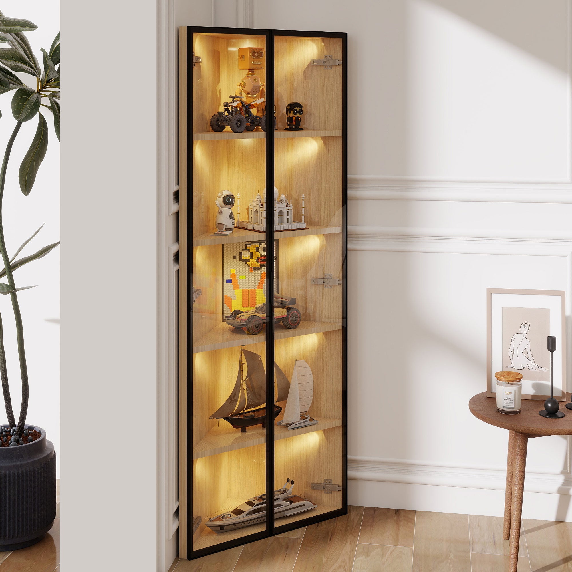 Vitrine avec LED Intégrée et Charnières Silencieuses , 1 Porte en Verre ...