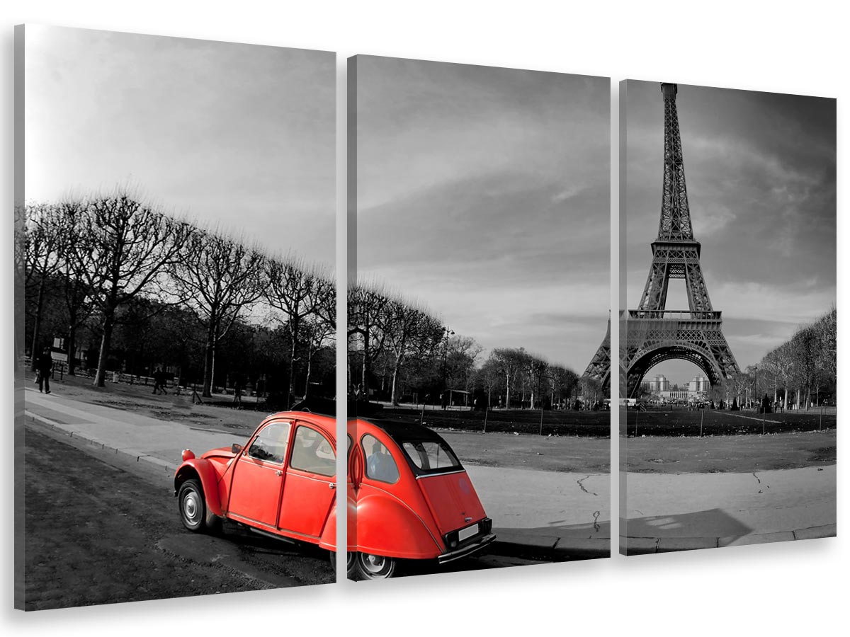 Tableau triptyque Tableau photo mythique 2cv en plein paris - 90x60 cm ...
