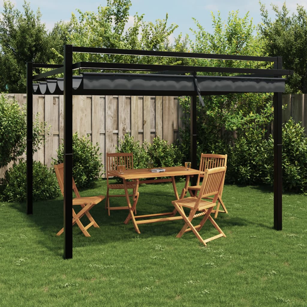 Tonnelle avec toit rétractable anthracite 3x3 m aluminium vidaXL ...