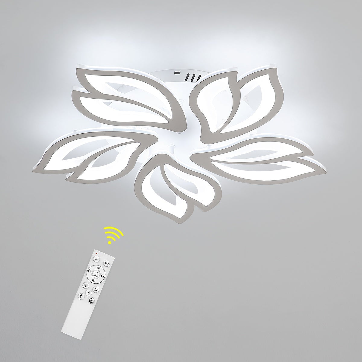GOECO Plafonnier LED Dimmable, Lustre LED Moderne en Forme de Fleur ...