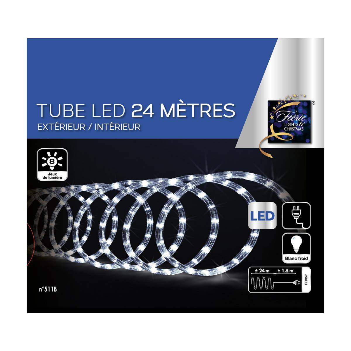 Tube électrique extérieur 24m 432 LED blanc froid Feeric lights ...