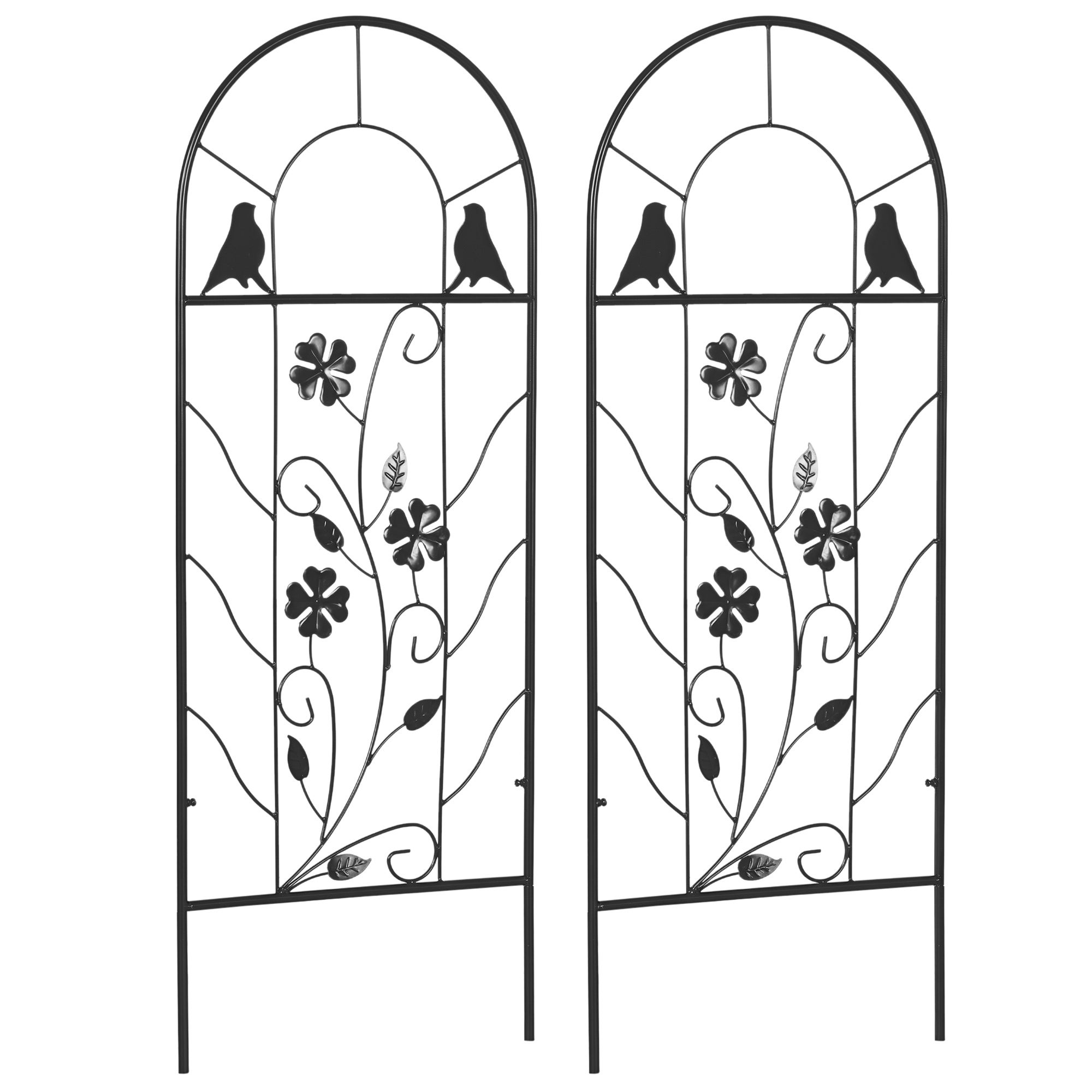 Treillis jardin lot 2 support plantes grimpantes métal 38x98 cm noir ...