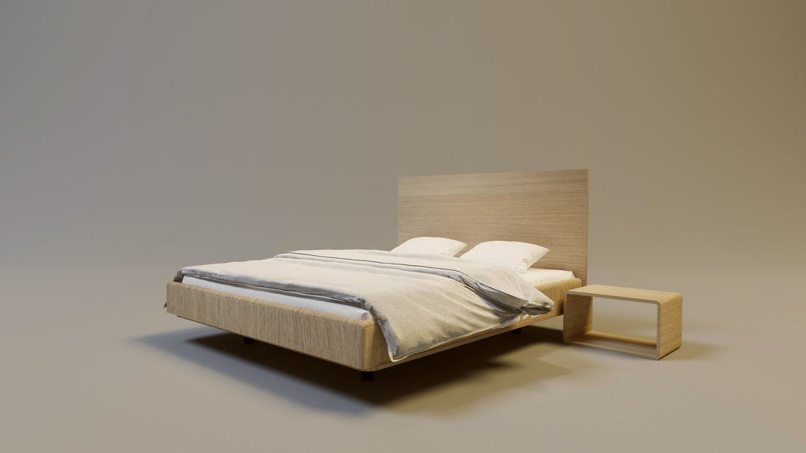Lit pour adulte 140x200cm avec tête de lit élegant modéle SONER 5 Chêne ...