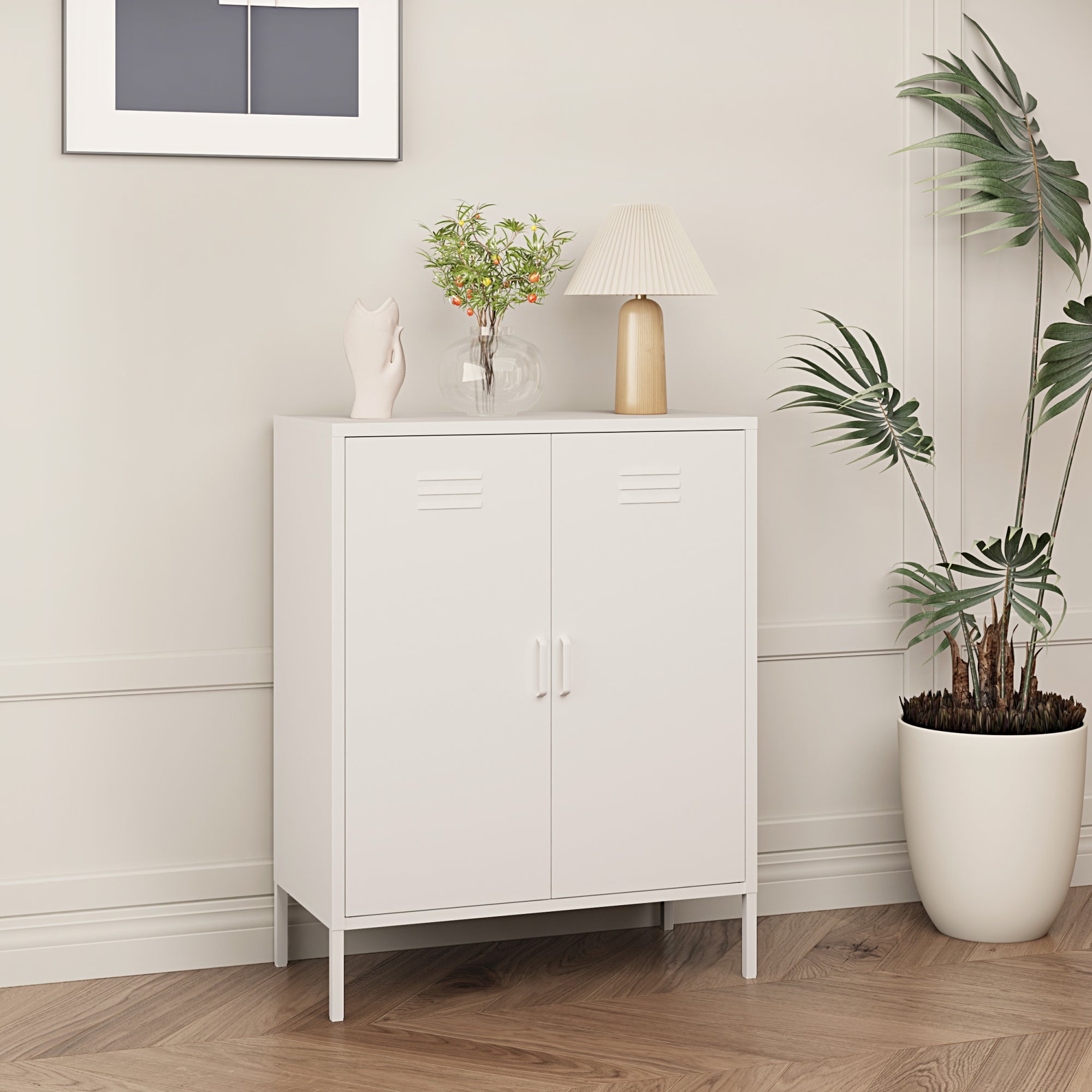 Armoire métallique Pyhäranta acier 102 x 80 x 40 cm blanc mat [en.casa ...