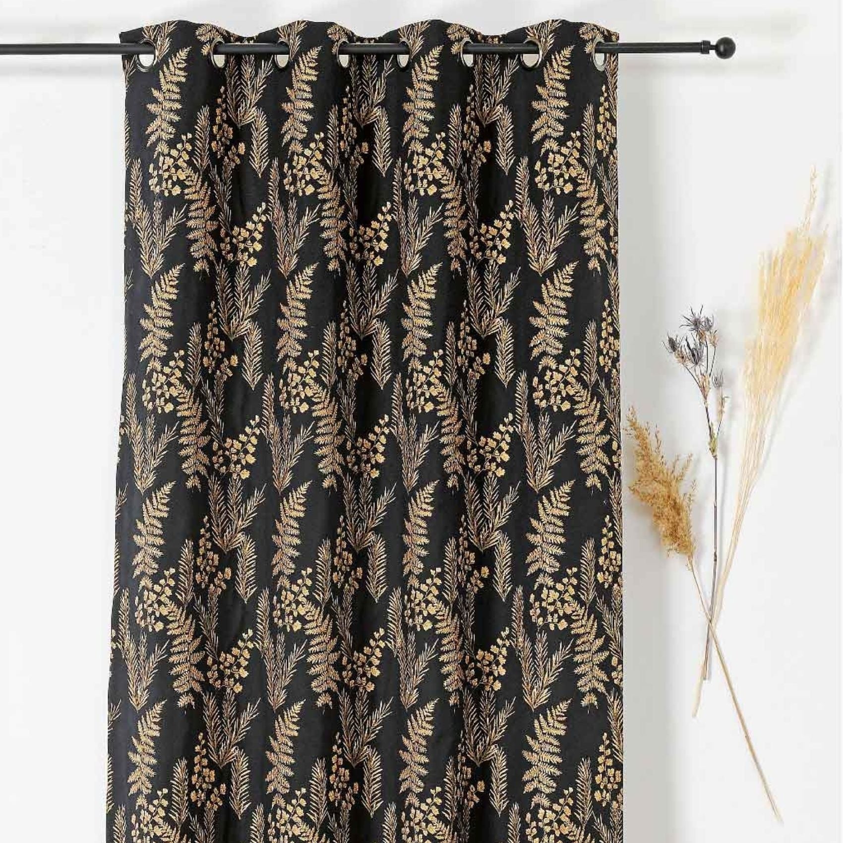 Rideau moderne chic poly-coton - Noir - 140x240 cm - Coton | Leroy Merlin