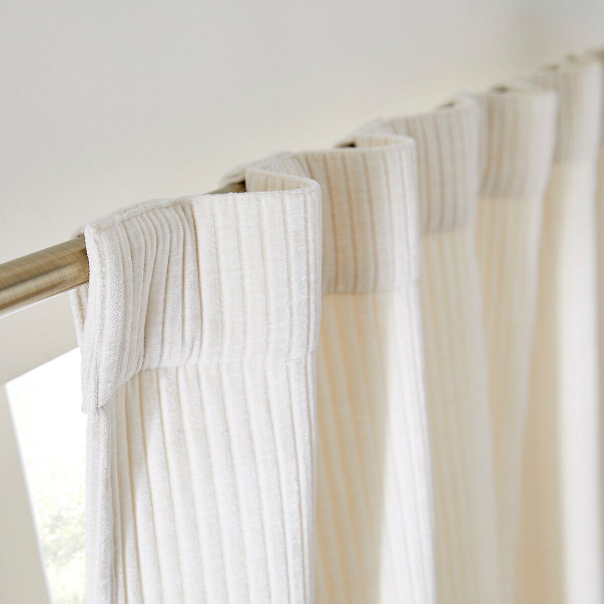 Rideau velours côtelé pattes cachées Carly - Ecru - 350 x 135 cm ...