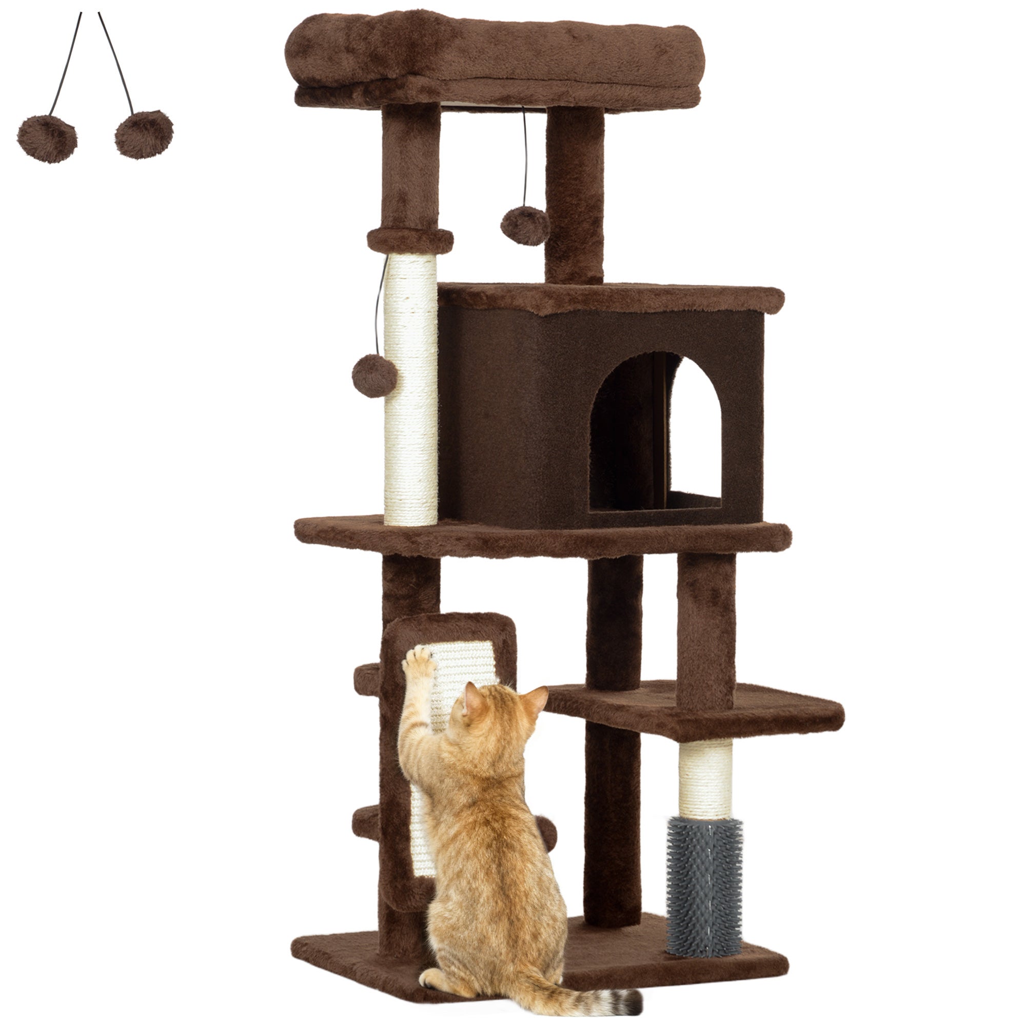 Arbre à chat à griffer de 104 cm avec plateformes, poteau avec brosse ...