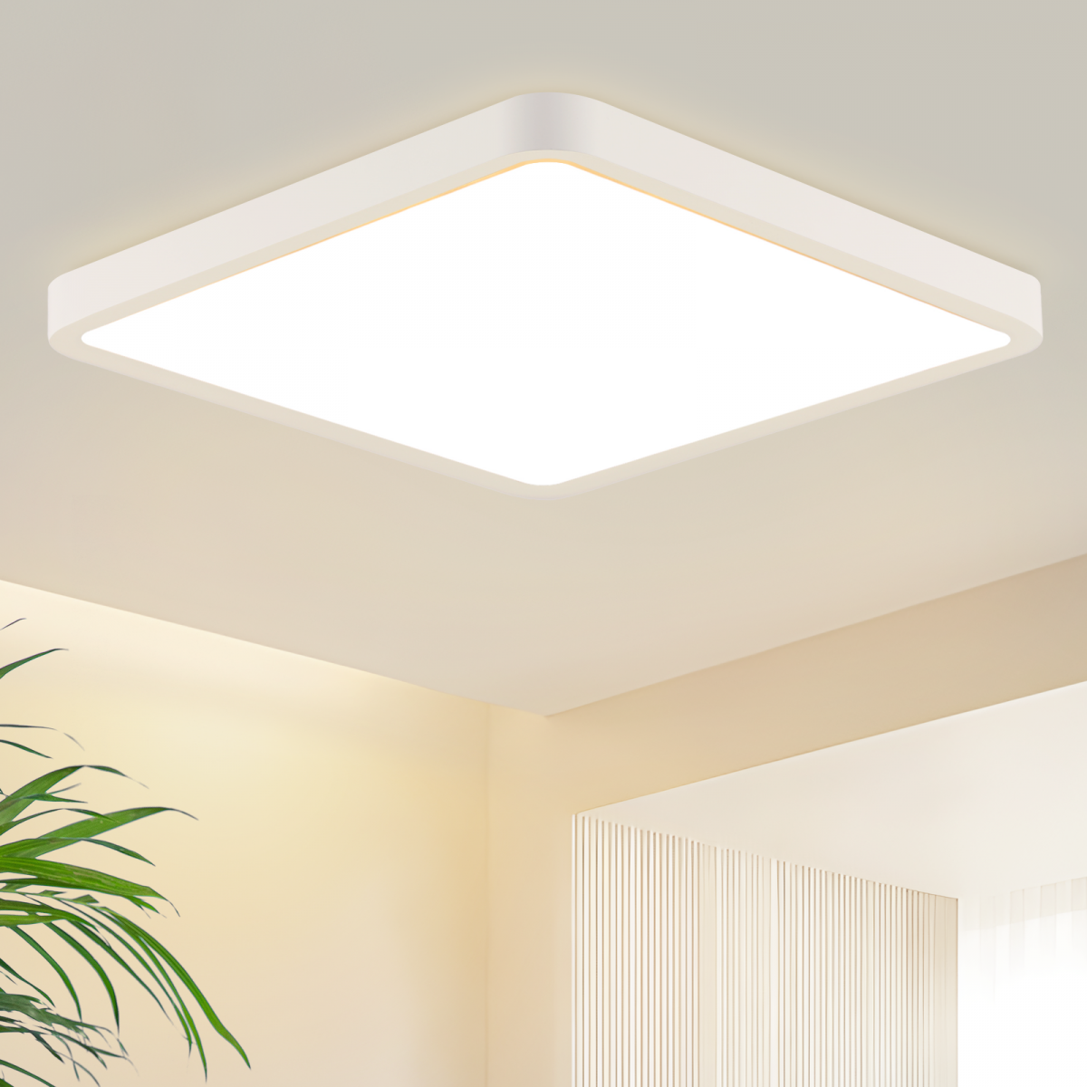 NETTLIFE Plafonnier LED plat 23CM 3000 18W carré chambre blanc LED ...
