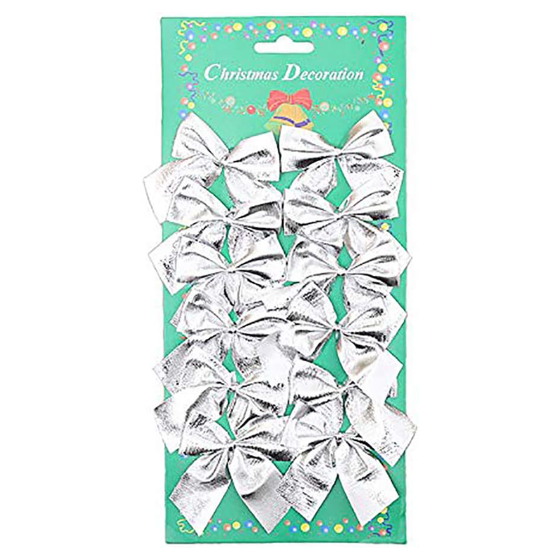 12 lazos decorativos plateados para coronas navideñas, árboles de ...