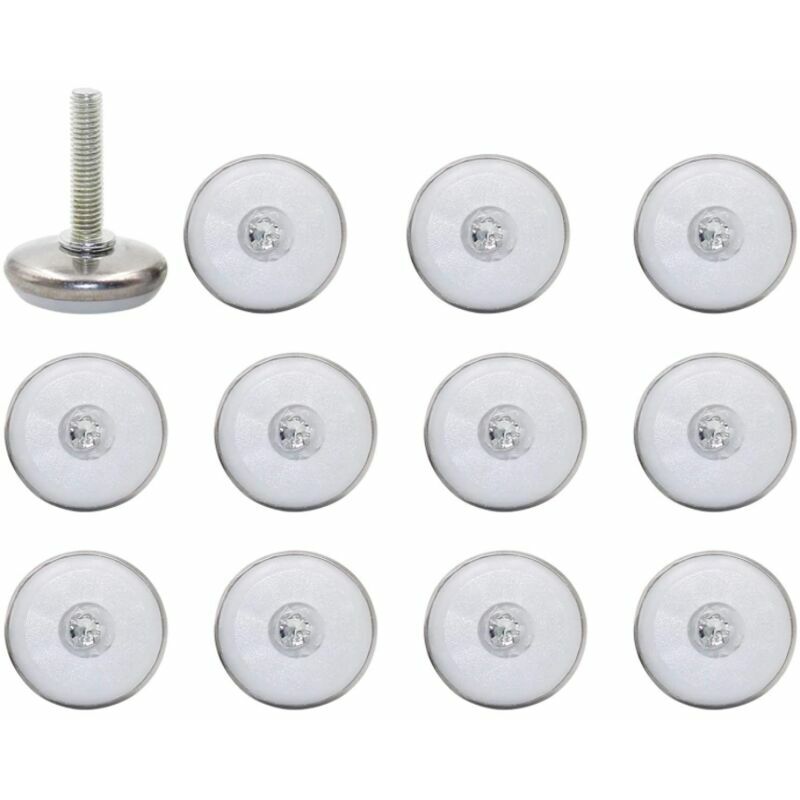 Lot de 12 cales réglables M8 25MM pour meubles avec base blanche pour ...
