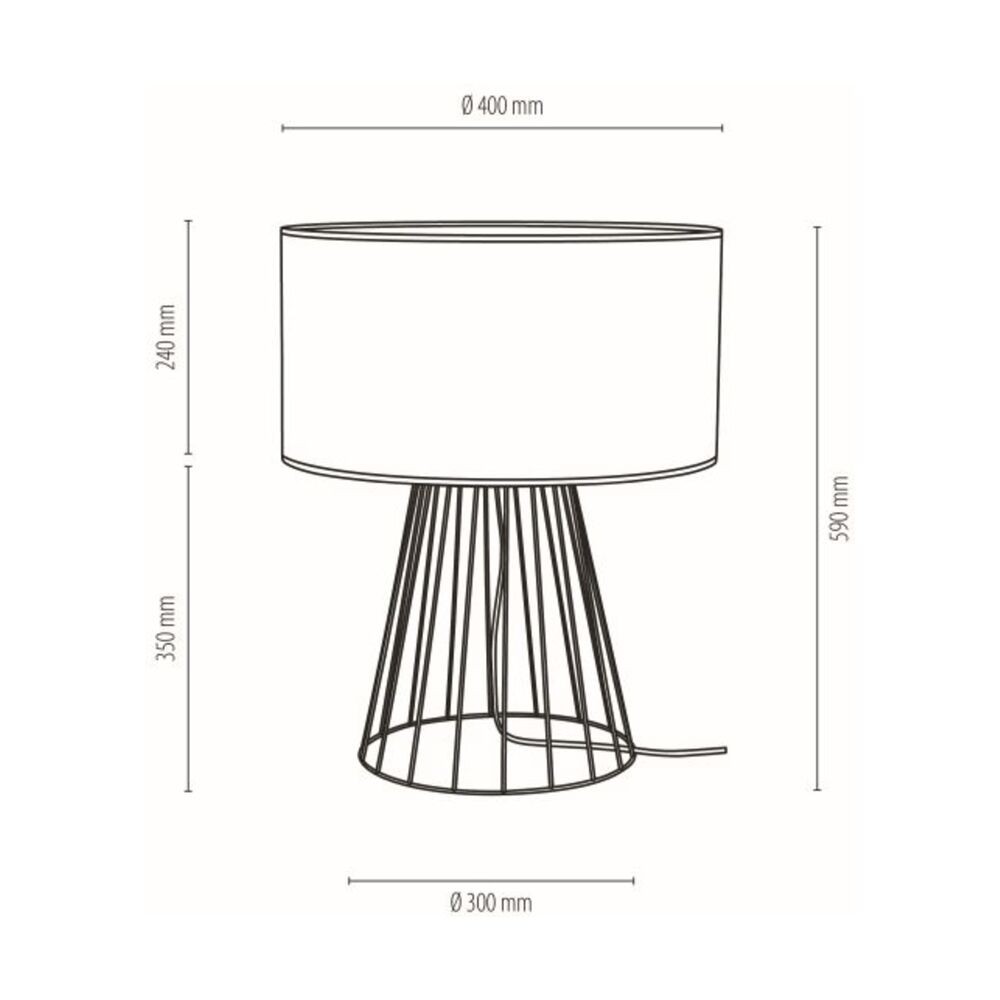 Swan Lampe de Table 1xE27 Max.60W Métal Noir/Câble PVC Noir/Abat-jour ...