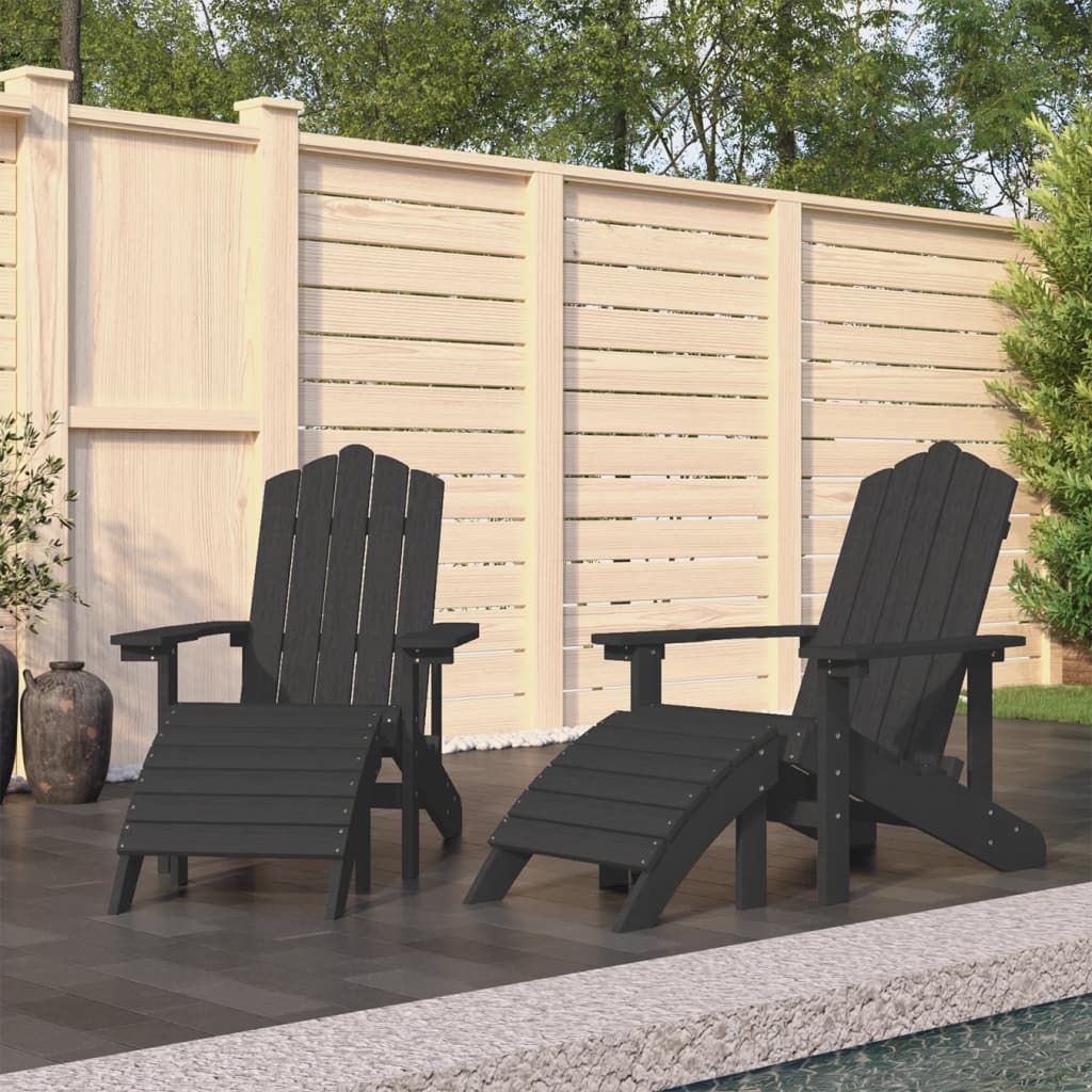Chaises Adirondack lot de 2 avec repose-pieds PEHD Anthracite | Leroy ...