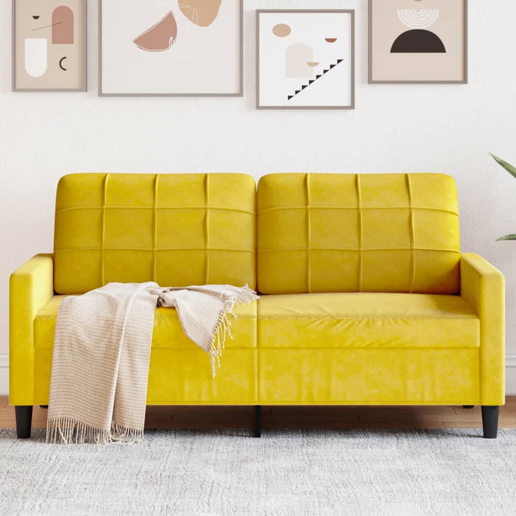 Sofá 2 plazas Amarillo 140 cm Terciopelo | Leroy Merlin