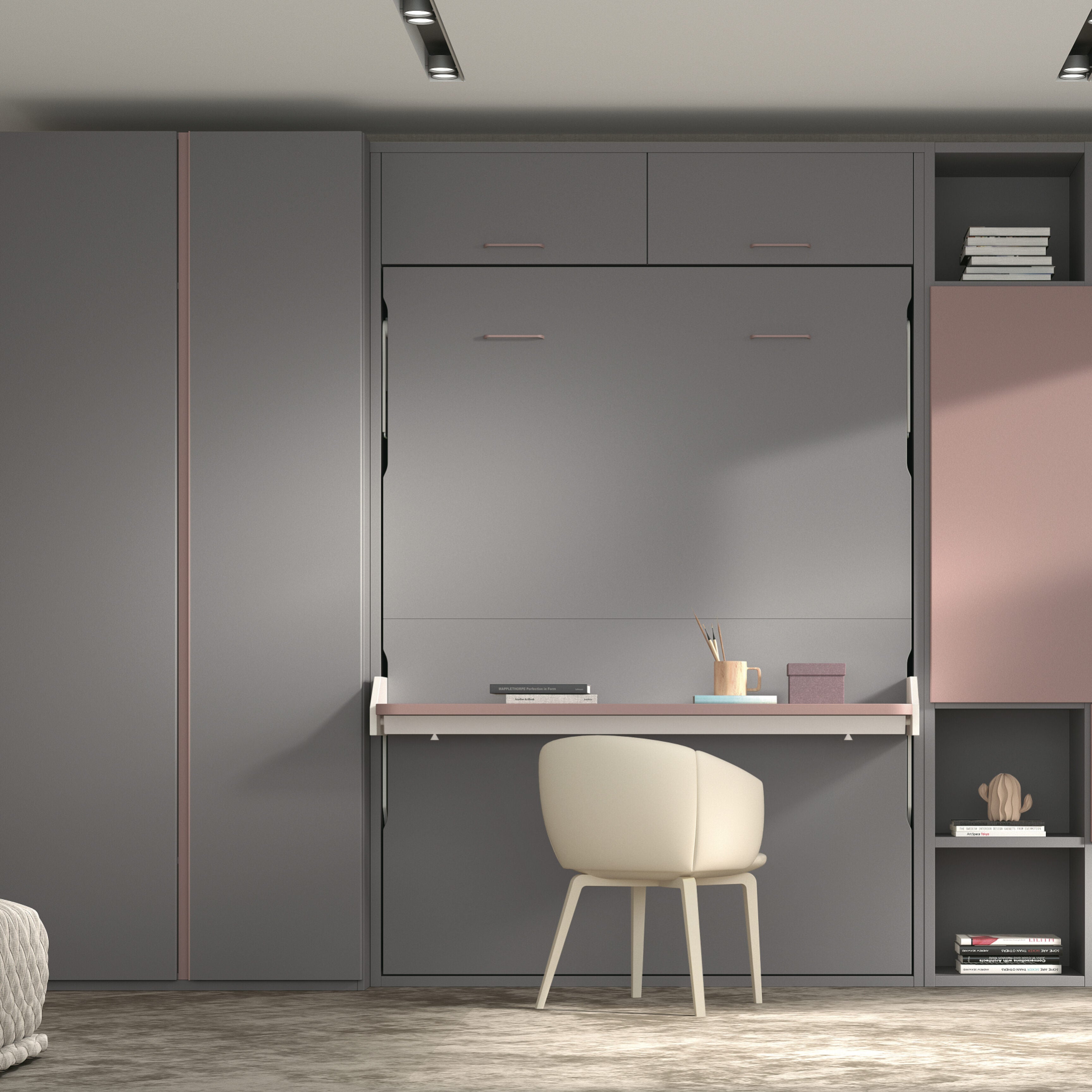 LIT ESCAMOTABLE VERTICAL AVEC BUREAU - XENA - 140 X 190 | Leroy Merlin