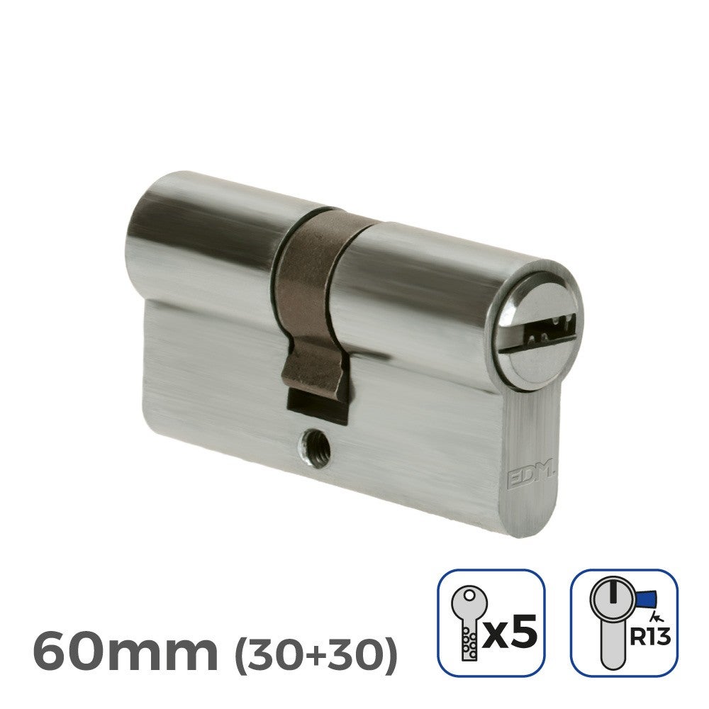 Cylindre de porte à nickel 60mm (30+30mm) court came r13 avec 5 clés de ...