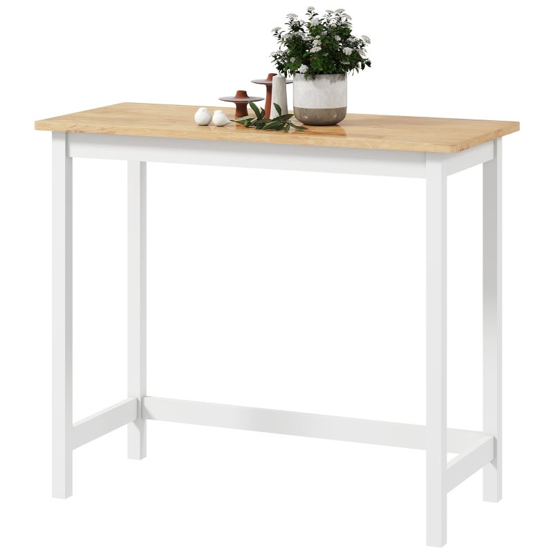 Table de bar design chêne - cadre blanc - 108x48x91 cm - 2 places ...