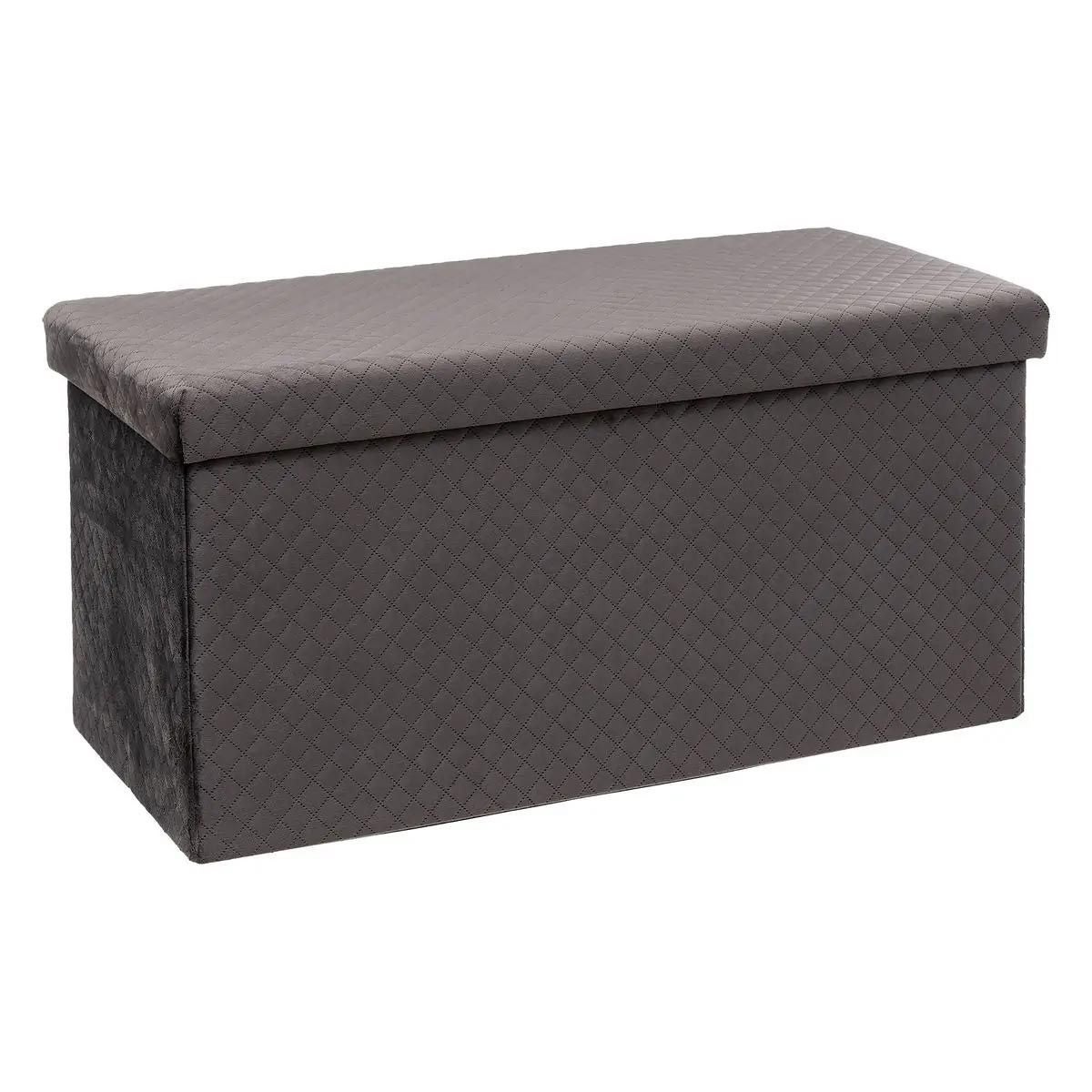 Pouf & Coffre de Rangement "Velours" 76cm Gris | Leroy Merlin